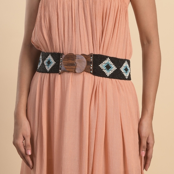 Accessories | Stretchable Seed Bead Belt With Wooden Closure | Poshmark